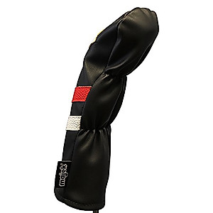 Majek Retro Golf Headcover Black Red and White Vintage Leather Style #5 Fairway Wood Head Cover Classic Look