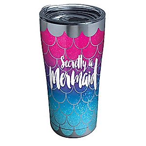 Tervis Mermaid Tail Stainless Steel Tumbler with Clear and Black Hammer Lid 20oz, Silver