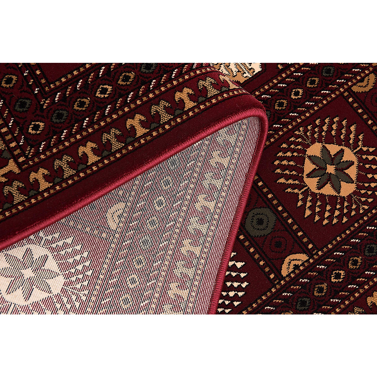 RUG BRANCH Majestic Afghan Persian Chobi Red Beige Indoor Area Rug for Living Room, Bedroom, Dining Room, and Kitchen - 8' x 11' (Exact Size: 7'9" X 10'8")