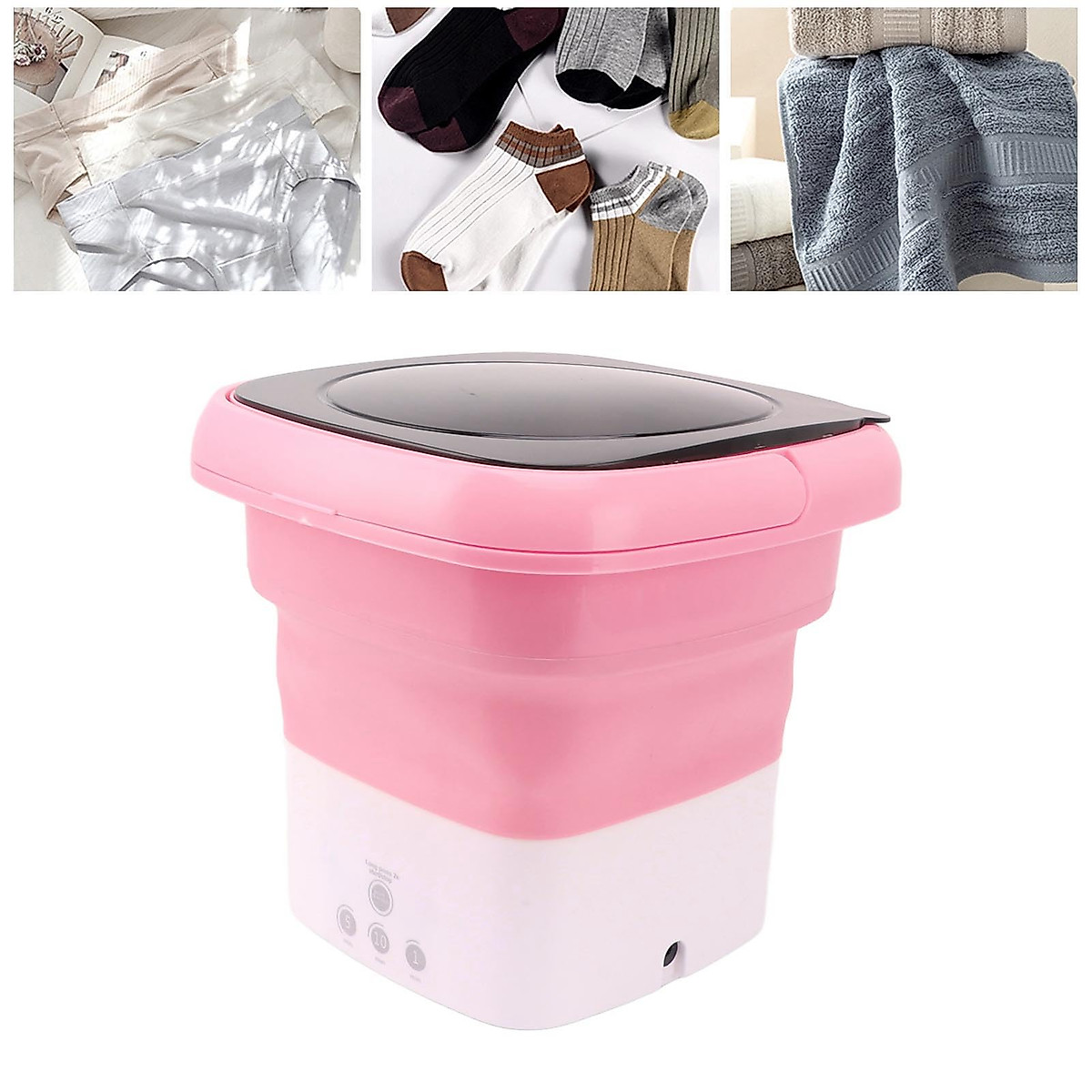 12 inch Foldable Washing Machine, Portable Underwear Washing Machine with Drain Basket, Turbine Washer for Baby Clothes, Small Washer for Apartment, Travel, Dorm, RV, Gift Choice
