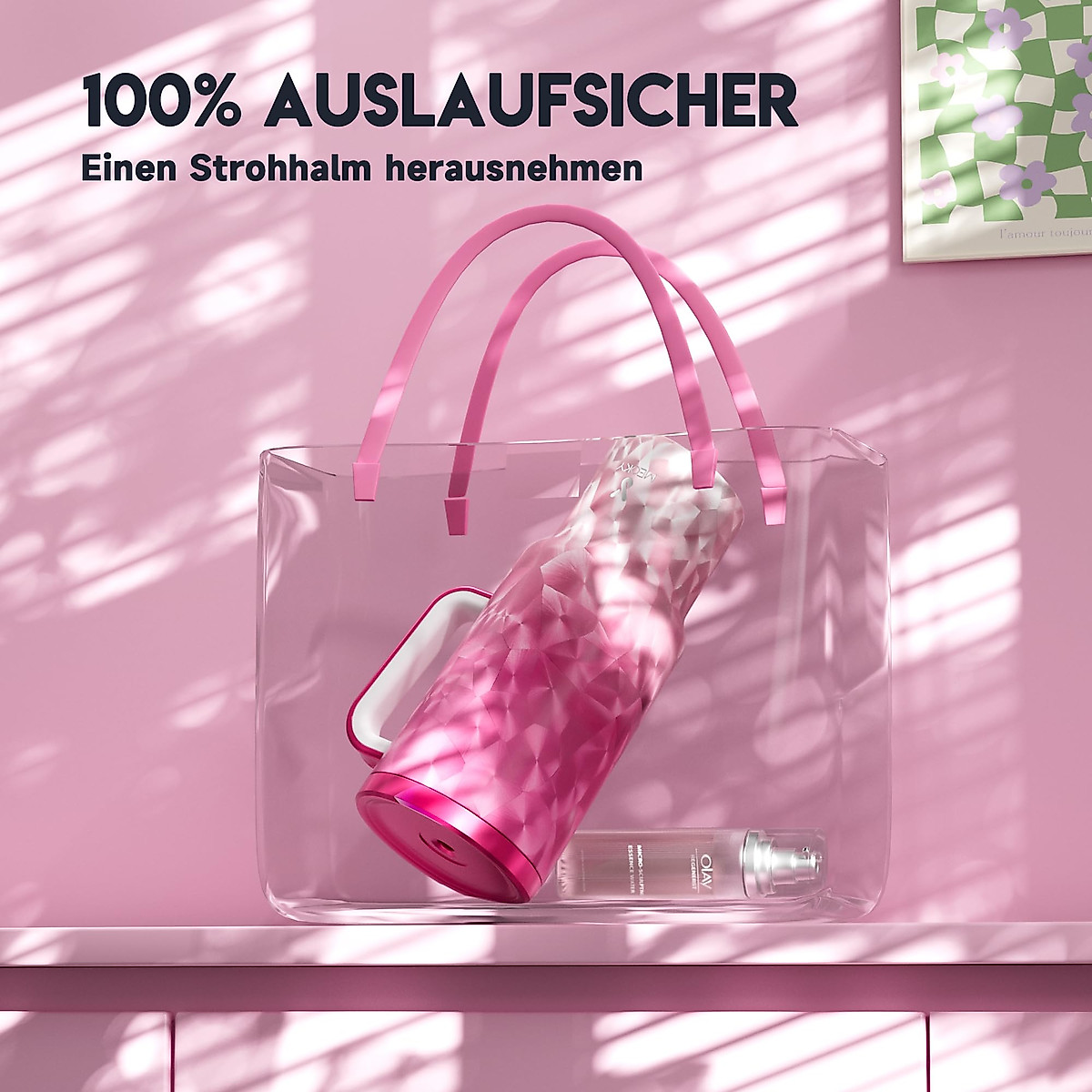 Meoky 40oz Tumbler with Handle for Women: 100% Leakproof Stainless Steel Insulated Tumbler with Lid and Straw for Car Travel Home - Fashion Enthusiasts, Candy