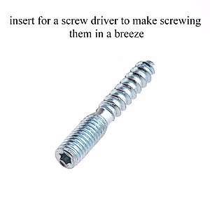 Yadaland M8x50mm Length Hanger Bolts with Slots Inserted Easily Convenient Adjust Sturdy Connection Double Headed Self Tapping Screw Carbon Steel 7 PCS for Furniture Frame Raise up Couch Legs