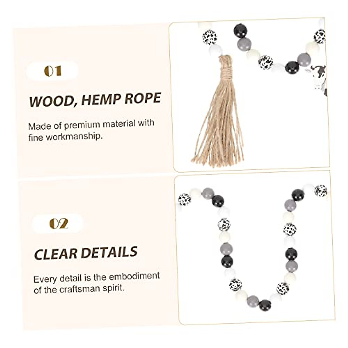 Artibetter 4pcs String Rope Wooden Beads Home Tassels Decor Rustic Garland Hanging Farmhouse Beads Delicate Wooden Beads Wooden Beads Garlands Decor for Home Country Style Spring Beads