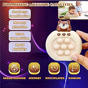 2 Pc New Speed Push Handheld Game Machine-Fidget Console,Quick Push Light Up Pop Game for Adults and Kids,Music Whack A Mole Stress Relief Fidget Toys,Squeeze Poppet Sensory Push Pop Bubble Toy (2 Ct)