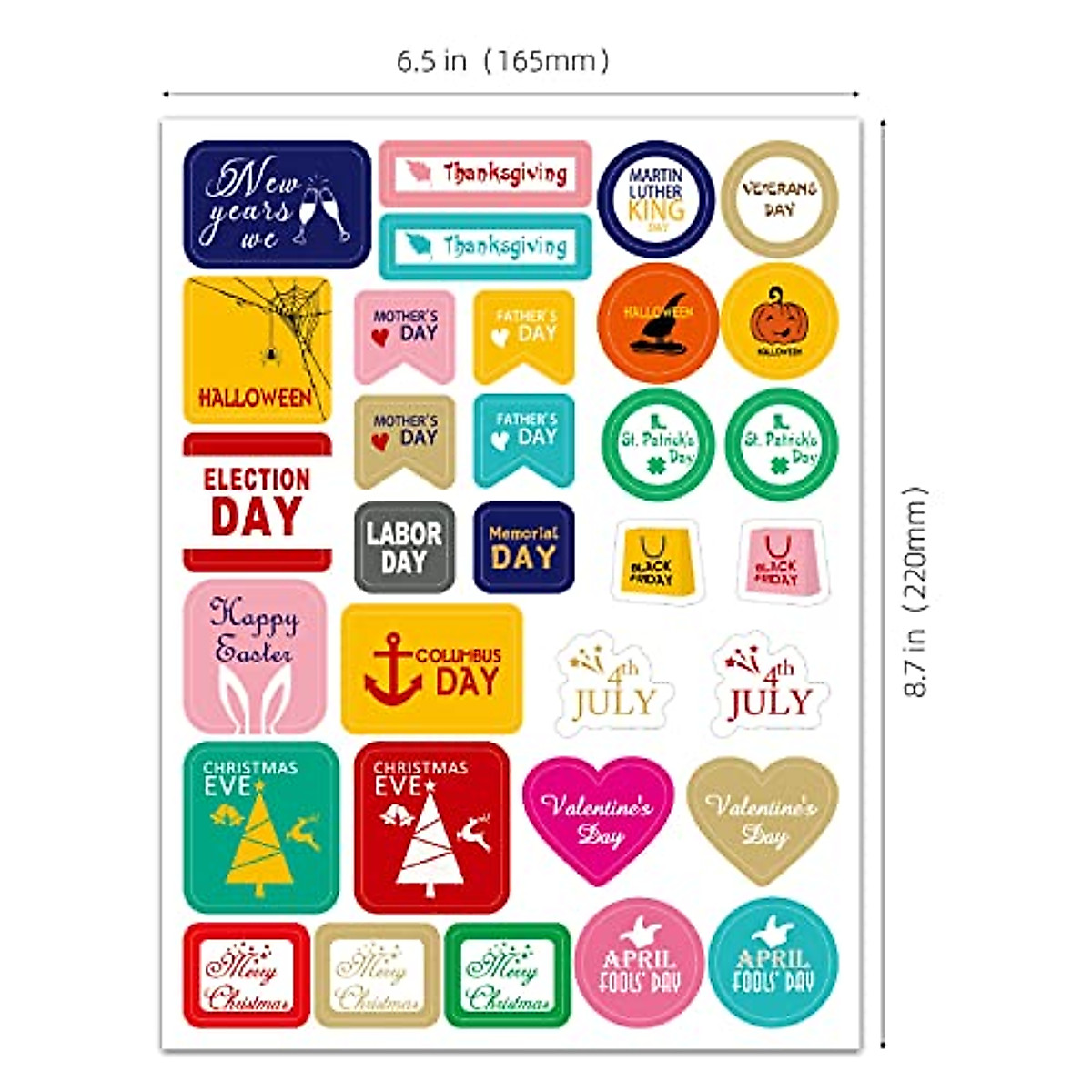 12 Sheets (650 Stickers) Planner Stickers for Notes Travel Business Trips Parties Daily Holidays Goals Encouragement Planning Notes Ideas