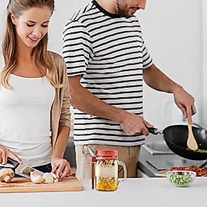 Yogurt Containers, 2 Pieces Oats Jars,480ml Glass Oatmeal Jars, Long Lasting Overnight Oats Jars, Anti Scald Design Yougurt Cups with Lids and Spoons, Breakfast Cups for Smoothies Drinks Juices