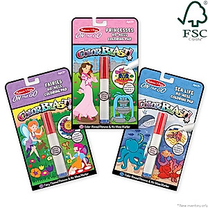 Melissa & Doug On the Go ColorBlast! Activity Books Set - Fairy, Princess, and Sea Life
