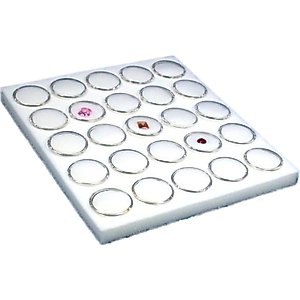 FindingKing 25 White Foam Gem Jars Gemstone Storage Display Tray Insert