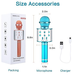 IJO Handheld Bluetooth Karaoke Microphone-Kids Birthday Wireless Mic Singing Toys-Gifts for Age 3 4 5 6 7 8 9 10 Years Old Girls and Boys(Blue)