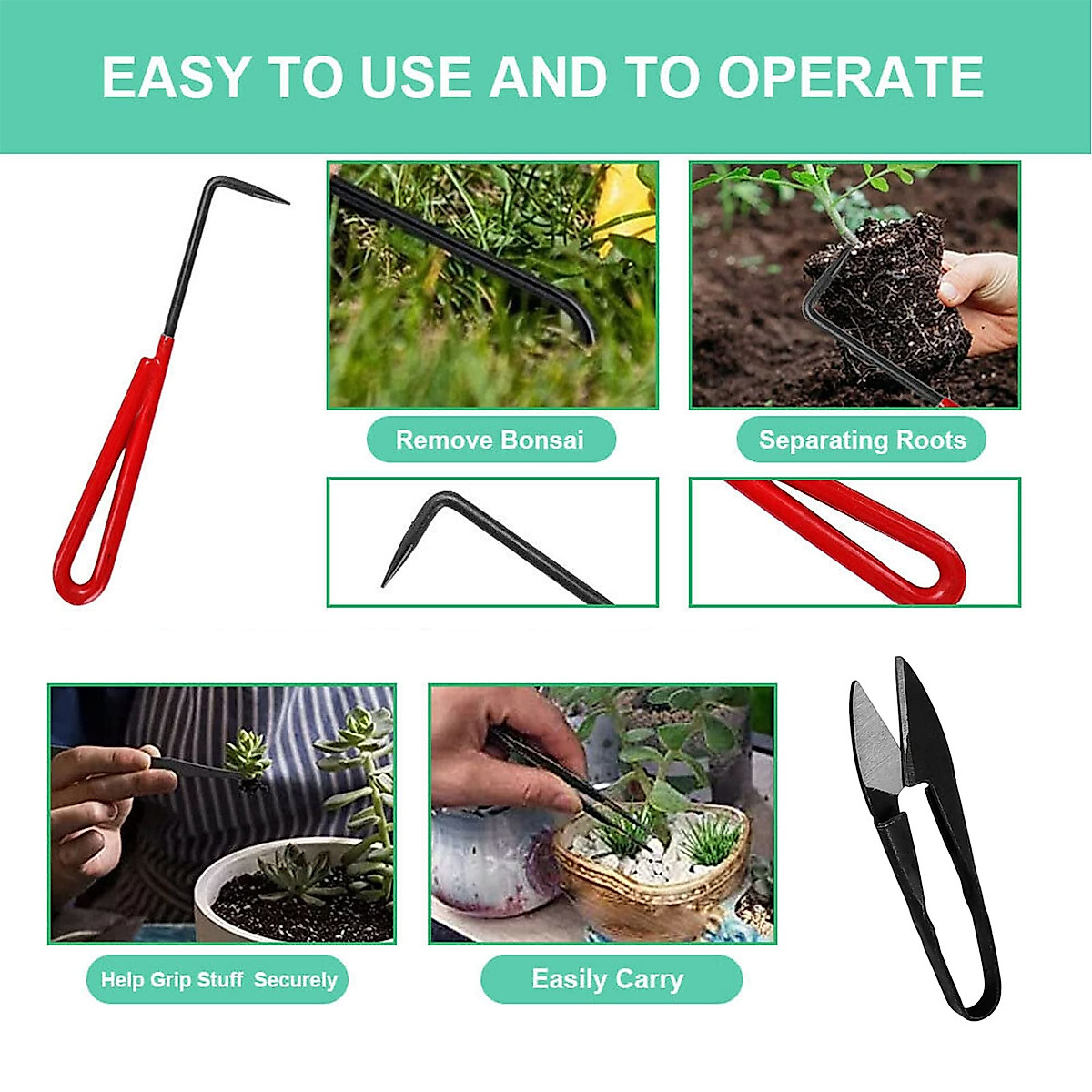 Voilamart 14 Piece Bonsai Tools Kit with Case, Carbon Steel Scissor Cutter Shear Set Garden Plant Tools