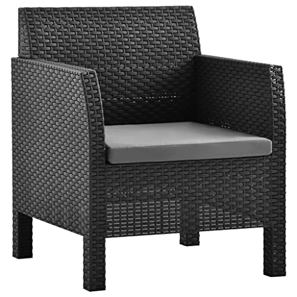 ZQQLVOO Patio Chairs with Cushions,Armchair,Dining Chairs,Leisure Chairs,Garden Chairs,for Swimming Pools,Decks,Gardens,Backyards,2 pcs PP Rattan Anthracite