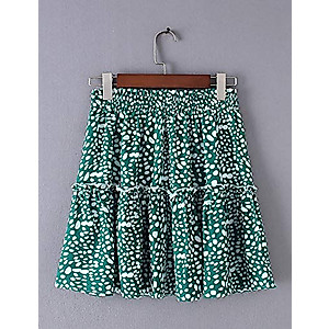 Relipop Women's Flared Short Skirt Polka Dot Pleated Mini Skater Skirt with Drawstring (T4, X-Large)