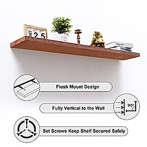 Axeman Floating Shelves, Long Wall Shelves 48 Inch, Rustic Wooden Shelves for Wall, Floating Wall Shelves for Living Room Bedroom Office Honey