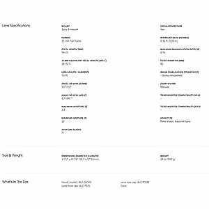 Sony - FE 16-35mm F2.8 GM Wide-Angle Zoom Lens (SEL1635GM), Black