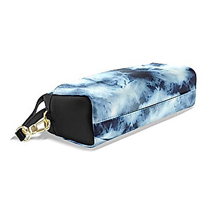 ALAZA Cute Pencil Case Tie Dye Pattern Indigo Blue Abstract Pen Cases Organizer PU Leather Comestic Makeup Bag Make up Pouch, Back to School Gifts