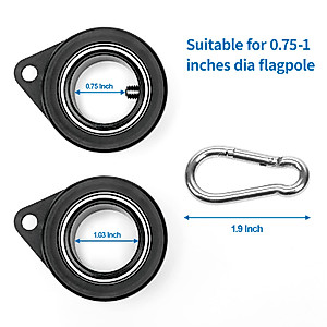 HIBLE 1 Inch Black Flag Pole Ring with Built-in Bearings, Spinning Aluminum Alloy Flagpole Rings, 360 Degree Rotating Tangle Free Flag Pole Spinners (Fit 0.75-1 Inch Pole)