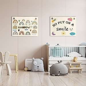 2Pcs Blank Printing Wall Banner, Canvas Hanging Flags, Wall Sign Decor for Bedroom, Baby Nursery and Playroom.（beige）