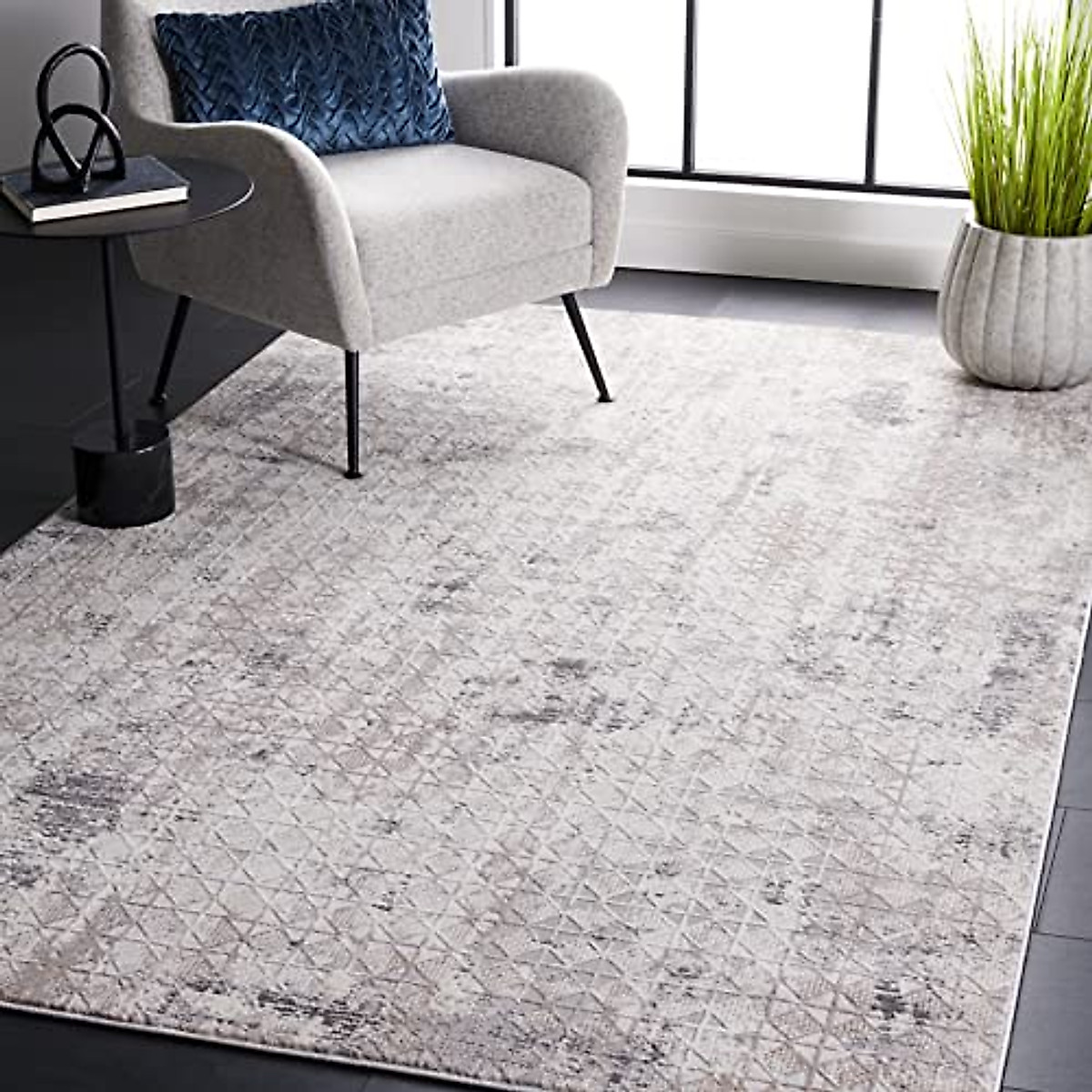 Safavieh Vogue Collection 9' x 12' Grey/Ivory VGE154F Modern Contemporary Abstract Area Rug