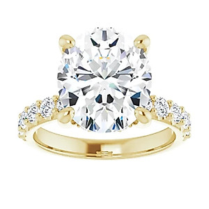 Handmade 10K Gold 4 CT Oval Cut VVS1 Colorless Moissanite Engagement Ring for Women Bridal Set Moissanite Wedding Ring for Gifts (Yellow Gold, 5.5)