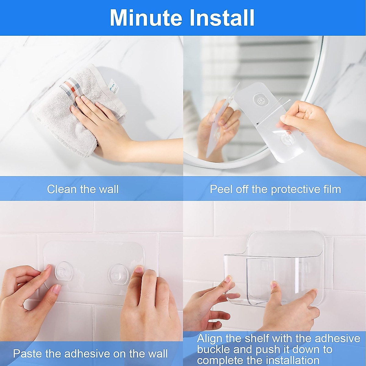 Diesisa 2 Pack Shower Caddy Adhesive for Replacement, Strong Adhesive for Shower Caddy, No Drilling Hang Walls Adhesive Bathroom Shelves (For Small and Dual basket Shelf 6.5 * 2.8 inch