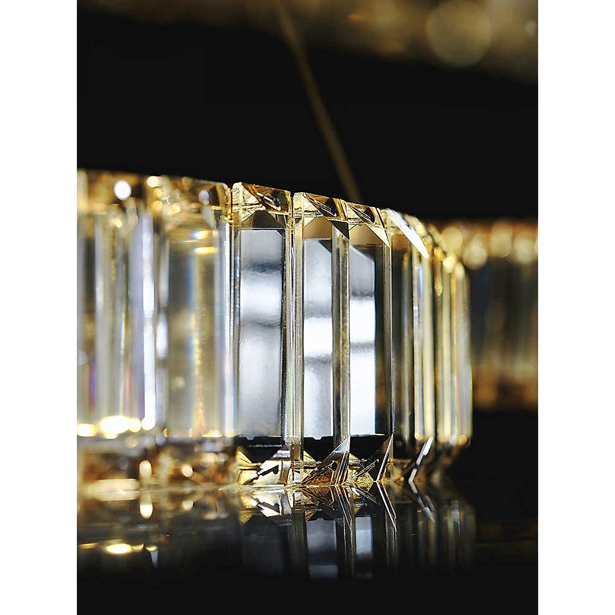 yomay Modern Crystal Chandelier Dimmable Gold Ring Pendant Light with Remote 24" Round Crystal Chandeliers for Living Room Dining Room Bedroom