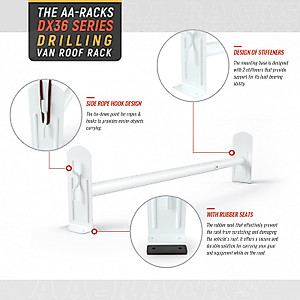 AA-Racks Model DX36 Compatible Transit Connect 2008-13 Steel 3 Bar Utility Drilling Van Roof Ladder Rack System - Matte White