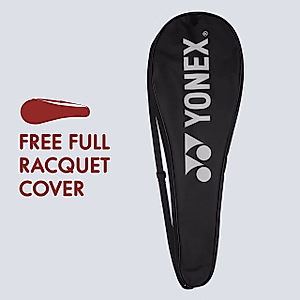 YONEX GR 303i Aluminium Strung Badminton Racket with Full Racket Cover (White) | for Beginners | 83 Grams | High Durability