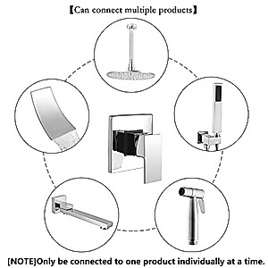 Shower Mixer Valve Kit Wall Mount Bathroom Copper Faucet Shower Mixer Set Rough in Valve and Trim Kit, Dr Faucet Polished Chrome
