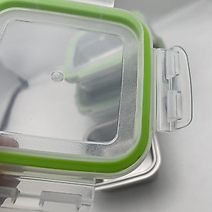 HTIAM Stainless Steel Food Containers, 3-Piece Set with Lids, Reusable for Breakfast, Lunch, Dinner, Snacks Bento Box Square Lunch Box 400/750/1200ml