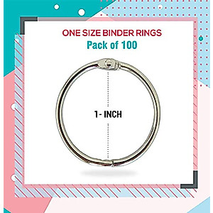 LIVINO 100 pcs Binder Rings, 1 Inch Nickel Plated Metal Book Rings, Loose Leaf Binder Rings for School, Home, Office and Key Rings Or Key Chain for Documents and Flash Card Binder