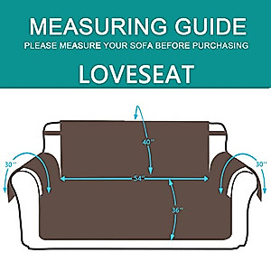 U-NICE HOME Loveseat Sofa Cover Reversible Couch Cover for Dogs with Elastic Straps Water Resistant Furniture Protector for Pets Couch Cover for 2 Cushion Couch (Loveseat, Coffee/Beige)