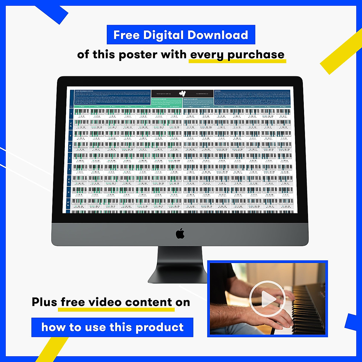 The Really Useful Chord Progression Poster - Master Piano Music Theory, Scales & Chords with Our Fully Illustrated Piano Chart - Get Creative & Compose Your Own Music | A1 Size - Folded Version