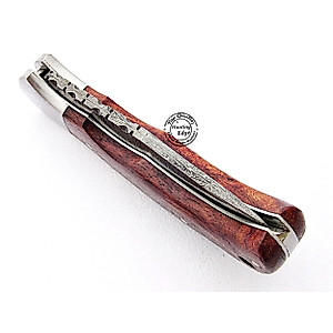 Hunting Edge Rose Wood 6.5'' 100% Handmade Damascus Steel Folding Pocket Knife 100% Prime Quality