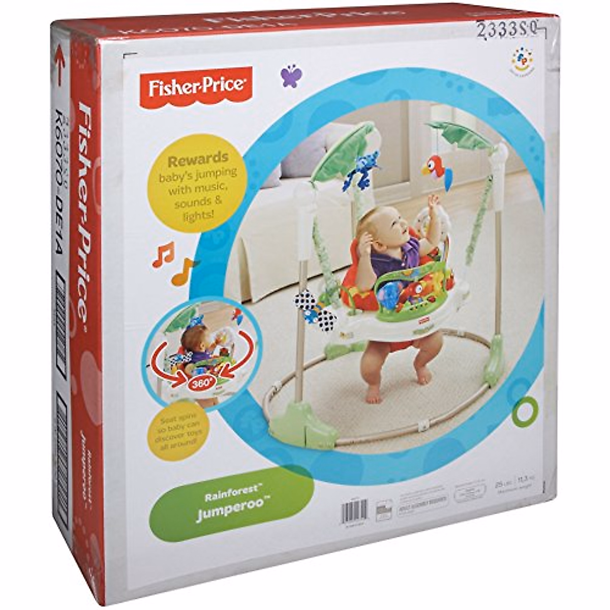 Fisher-Price Baby Bouncer Rainforest Jumperoo Activity Center with Music Lights Sounds and Developmental Toys