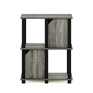 FURINNO Brahms Storage Shelf, 3-Tier, French Oak Grey/Black,19209GYWBK