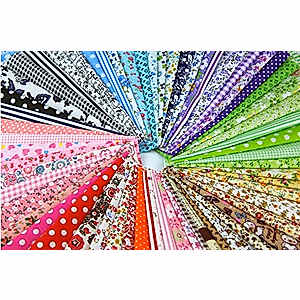 60 Pcs 4" x 4"(10cm x 10cm) Assorted Craft Fabric Bundle Squares Patchwork Fabric Sets for DIY Sewing Scrapbooking Quilting Dot Pattern