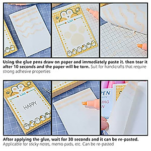 SAYEEC Scrapbook Quick Dry Glue Pen, 6 Pcs Adhesive Glue Pens with 12 Jars Fine Glitter, Crafting Fabric Liquid Glue Pen, Chisel Tip Dispensing Pen for Card Making, Papercrafts, DIY Foil-Stamping