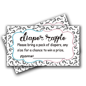 Diaper Raffle Tickets for Baby Shower (50 Count) 3.5" x 2" with Name Line, Baby Shower Game