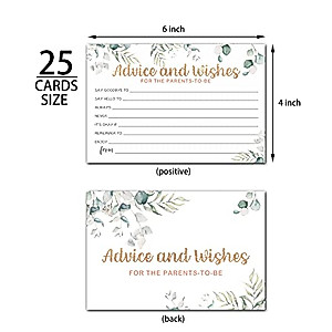 Greenery Advice And Wishes Cards For The Parents-To-Be, Baby Advice Cards For New Parents, Baby Shower Party Game,Decorations Party Supply，25 Cards(bb005-JYK 005)