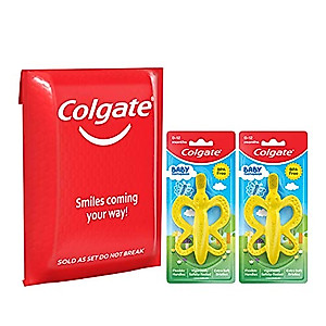 Colgate Baby Toothbrush and Teether, BPA Free â€“1 Count (Pack of 2)