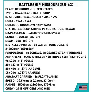 COBI Historical Collection World War II Battleship Missouri (BB-63),2655 pieces