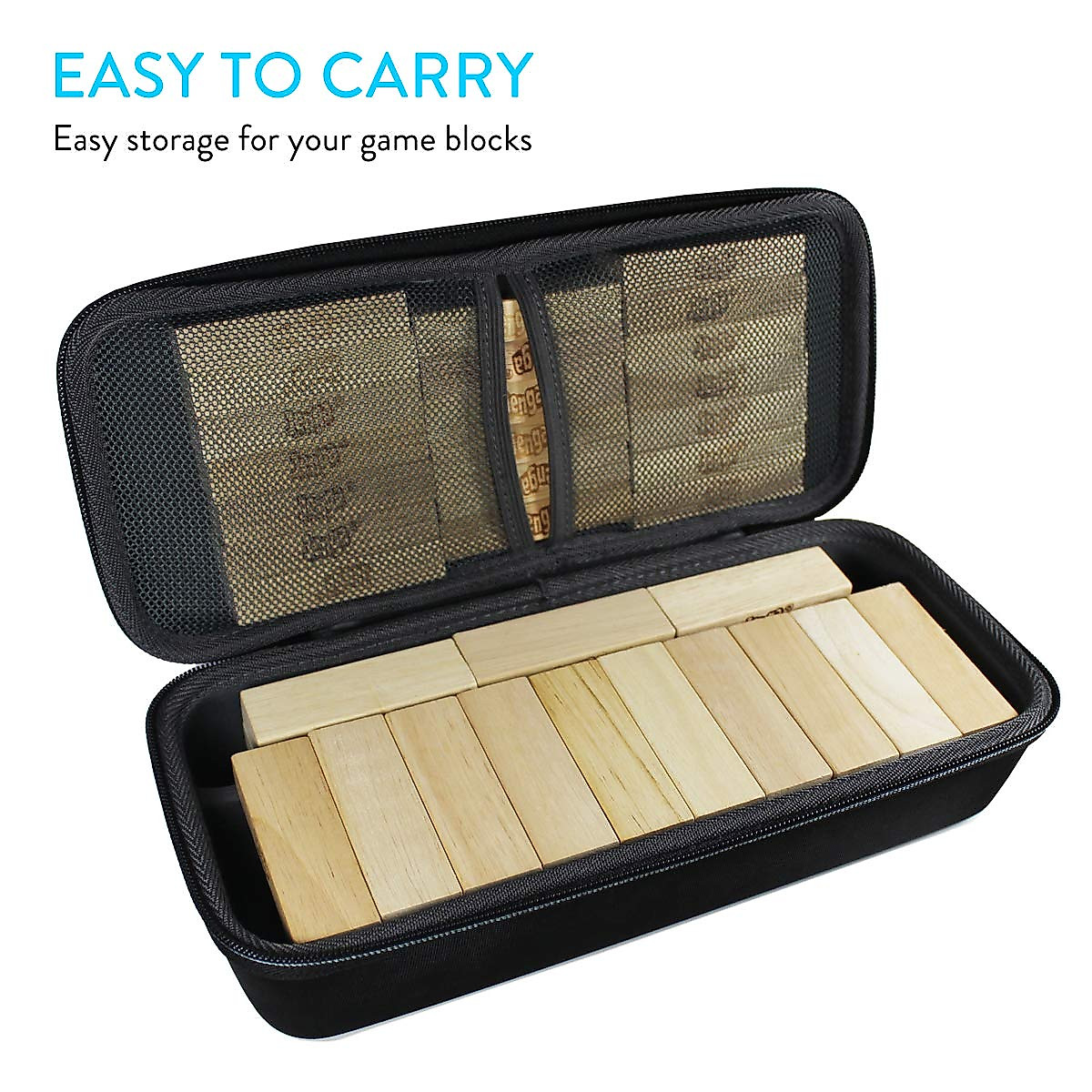 TUDIA EVA Empty Hard Carrying Case Compatible with Jenga Blocks 54 Pieces [Do NOT fit Giant Jenga]/ Wooden Tumbling Tower Game/Stacking Building Blocks [CASE ONLY, Blocks NOT Included]