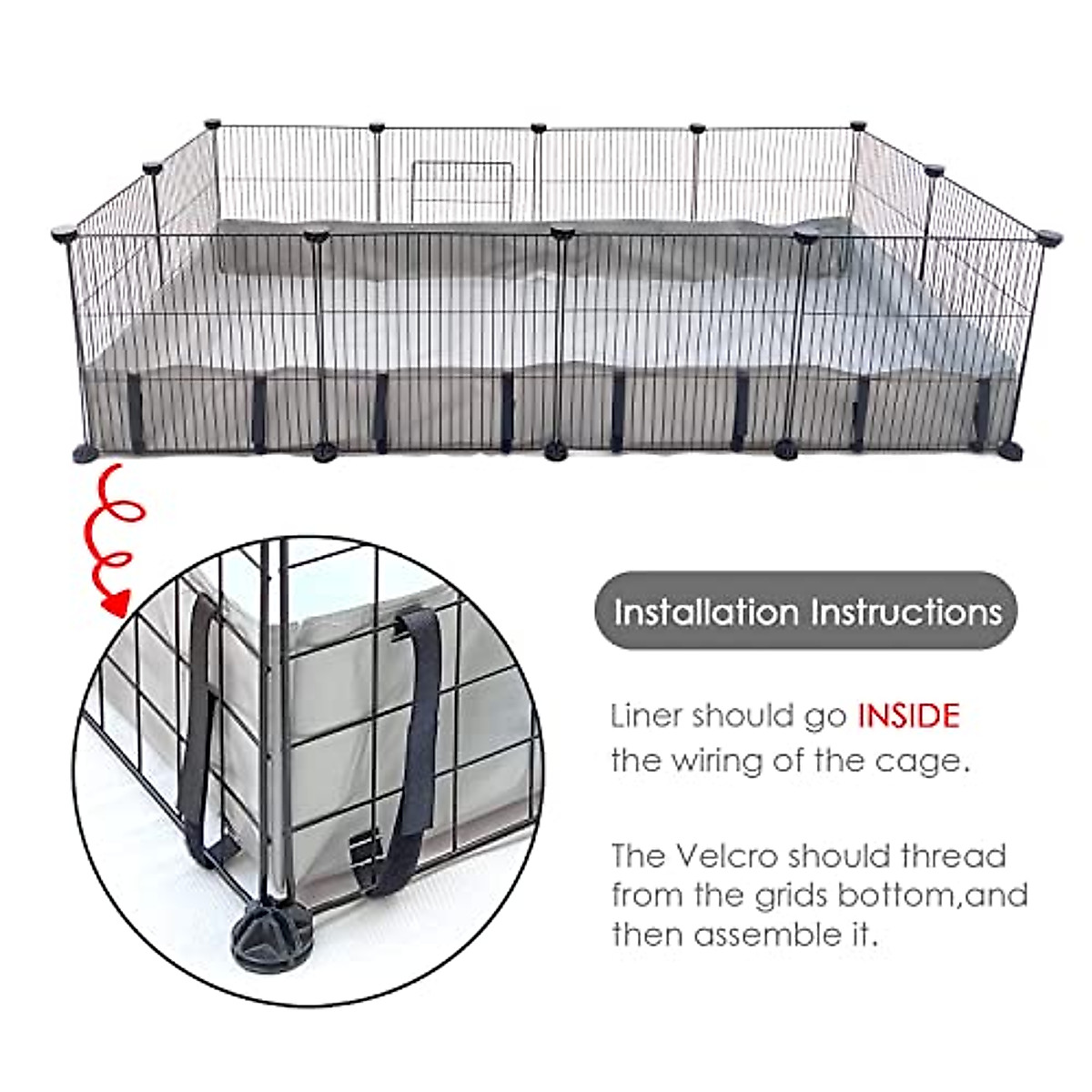 DOZZOPET Guinea Pig Cage Canvas Bottom for C & C Grids Habitat, Waterproof and Washable Liner Base for Rabbits,Chinchillas,Ferrets and Other Small Animals Pet (Upgrade-27 x 56")
