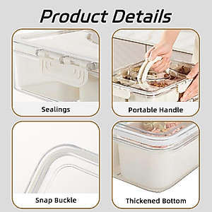 Beceto Divided Serving Tray with Lid and Handle, Snackle Box Container Snack Tray with Lid Candy Organizer Veggie Fruit Storage Containers for Fridge and Party Entertaining Picnic (8 Compartments)
