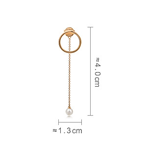 CHOW SANG SANG 18K Rose Gold Akoya 4.5-5.0 mm Pearl Single Dangle Earring for Women 90029E (Sold Single Not Pair)