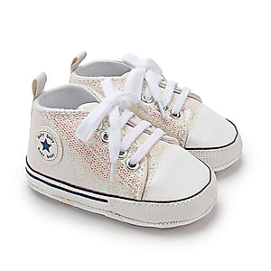 KIDSUN Tutoo Unisex Baby Boys Girls High Top Sneaker Soft Anti-Slip Sole Newborn Infant First Walkers Canvas Denim Shoes