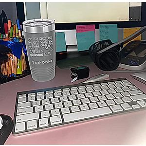 LaserGram 20oz Tumbler Mug | Some Heroes don't Wear Capes, They Wear Scrubs | Personalized Engraving Included (Grey)