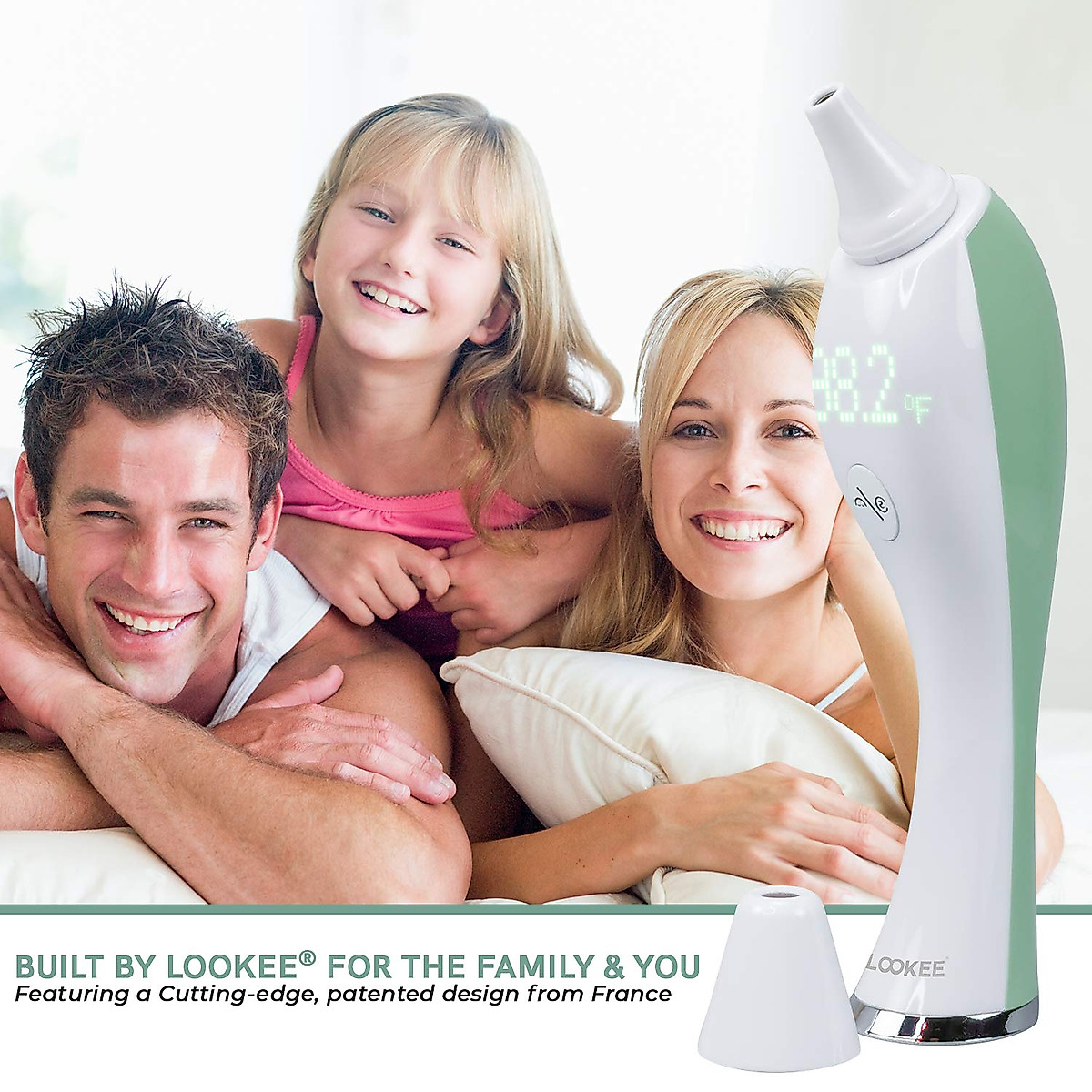 LOOKEE Breeze Infrared Forehead and Ear Thermometer for Adults, Kids, Babies, Infants | Touchless or Touch on Forehead | Medical Digital Fever Baby Thermometer with Large Front LED Display New Version