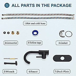 Midanya Matte Black Bar Sink Faucet for Bathroom Kitchen Small RV Campers Farmhouse Vanity Lavatory Faucet Single Handle Utility Marine Outdoor Faucet with Cover Plate, Water Supply Lines