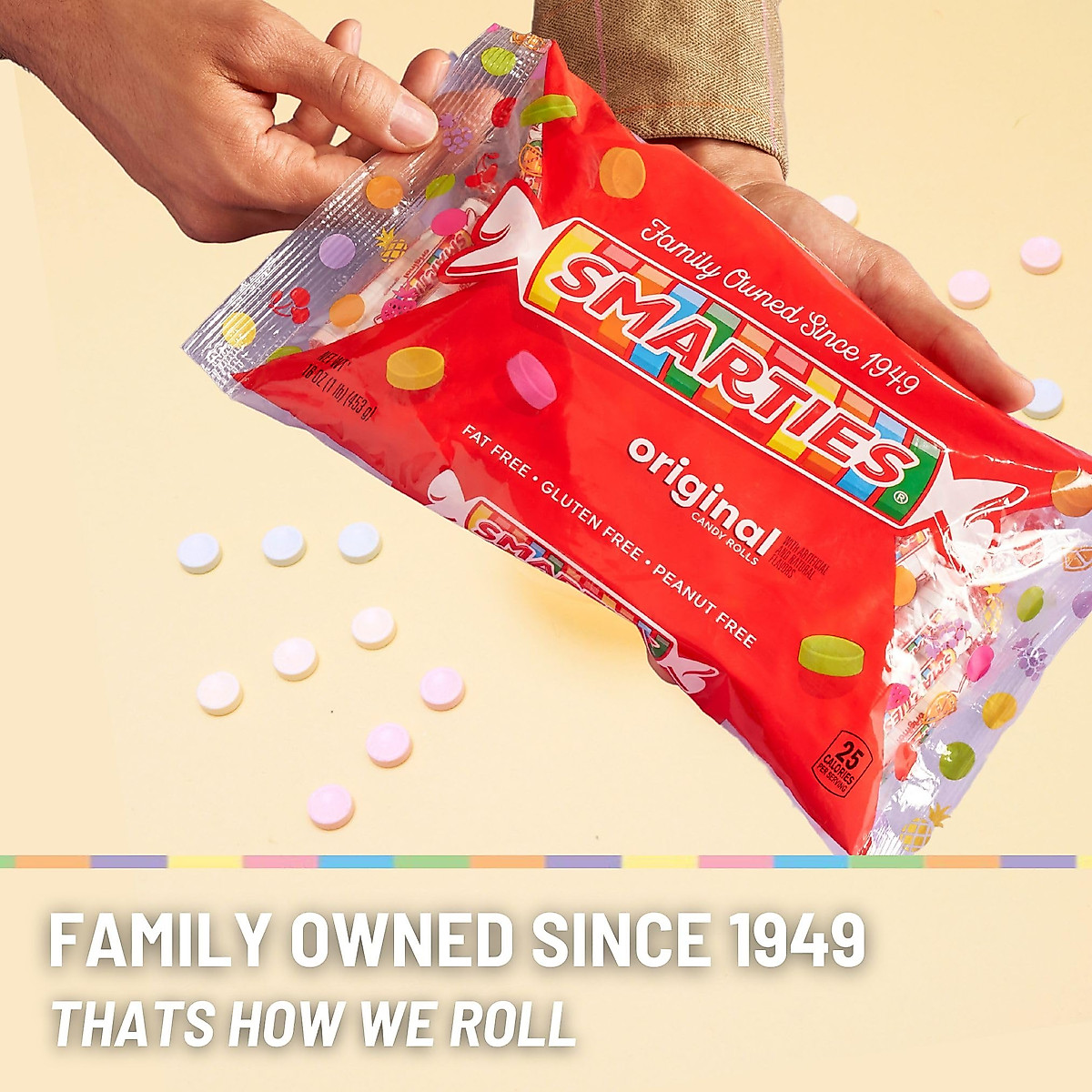 Smarties Candy Bulk Rolls Gluten Free & Vegan Assorted Flavor Treats Pineapple, Cherry, Strawberry, Grape, Orange & Delicious Snacking Bulk Candy Individually Wrapped Sweet Delights 1 Pound Bulk Case